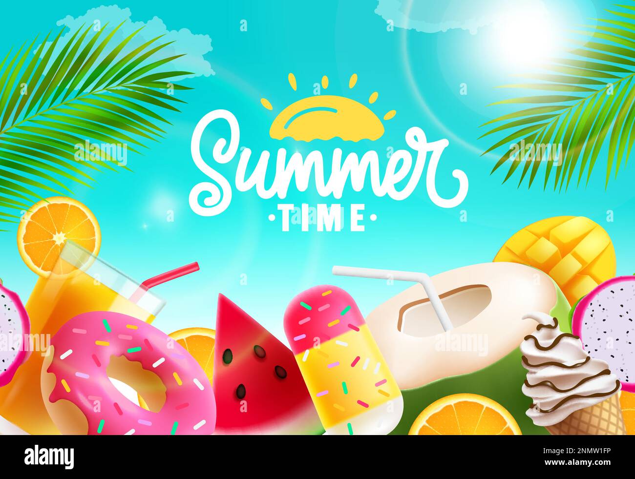 Summer time vector design background. Summer time text in empty space ...