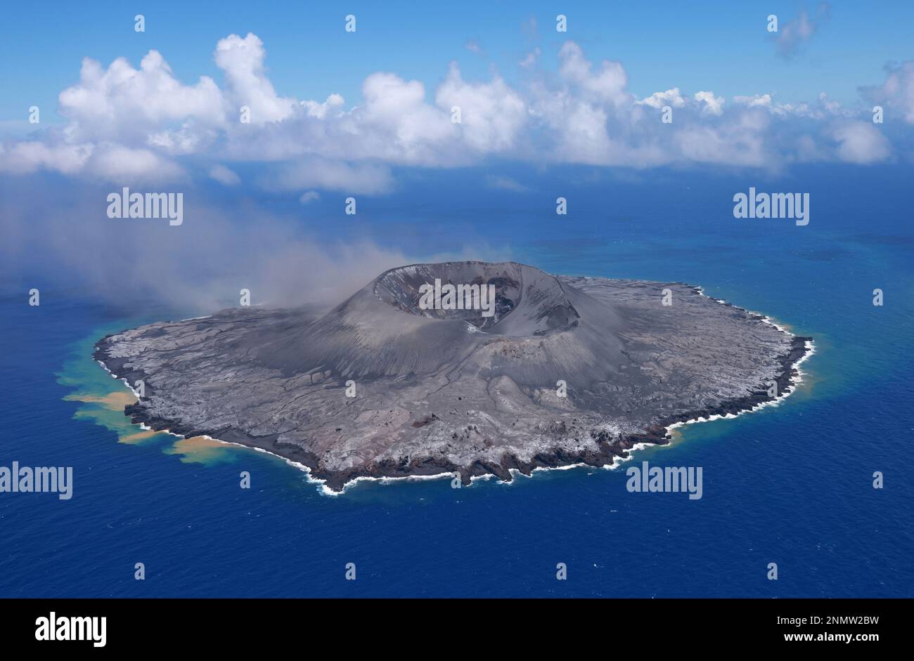 An aerial photo shows Nishi-no-shima, a volcanic island, located about ...