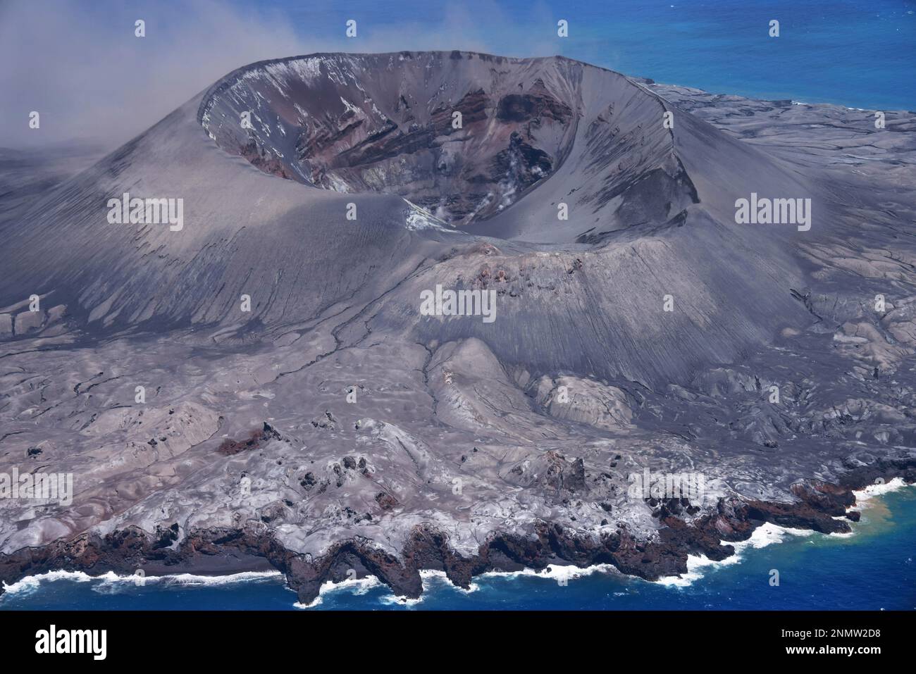 An aerial photo shows Nishi-no-shima, a volcanic island, located about ...