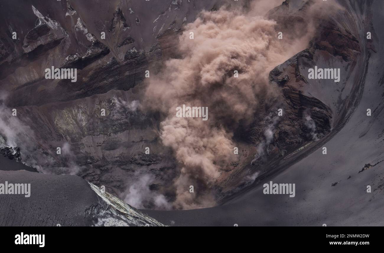 An aerial photo shows Nishi-no-shima, a volcanic island, located about ...