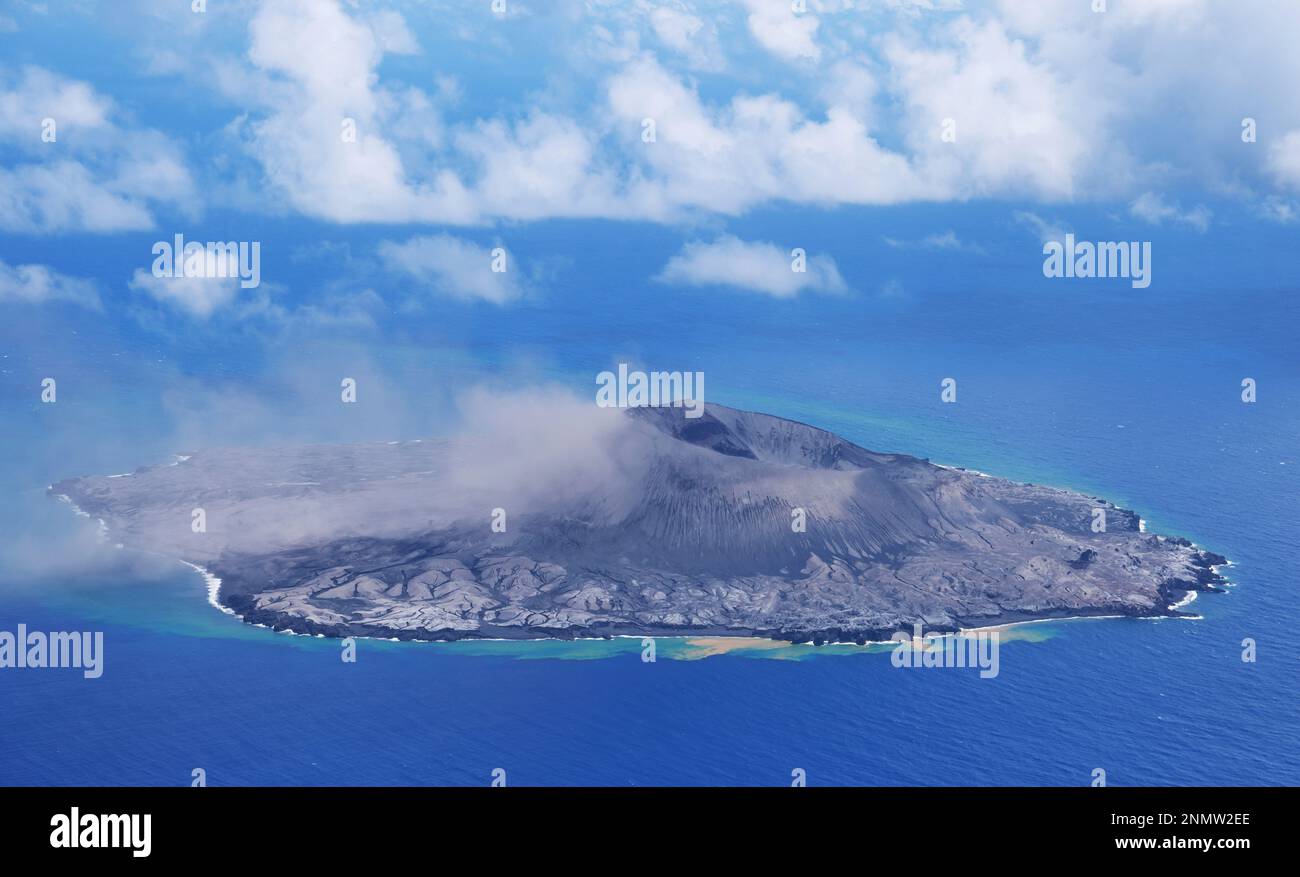 An aerial photo shows Nishi-no-shima, a volcanic island, located about ...