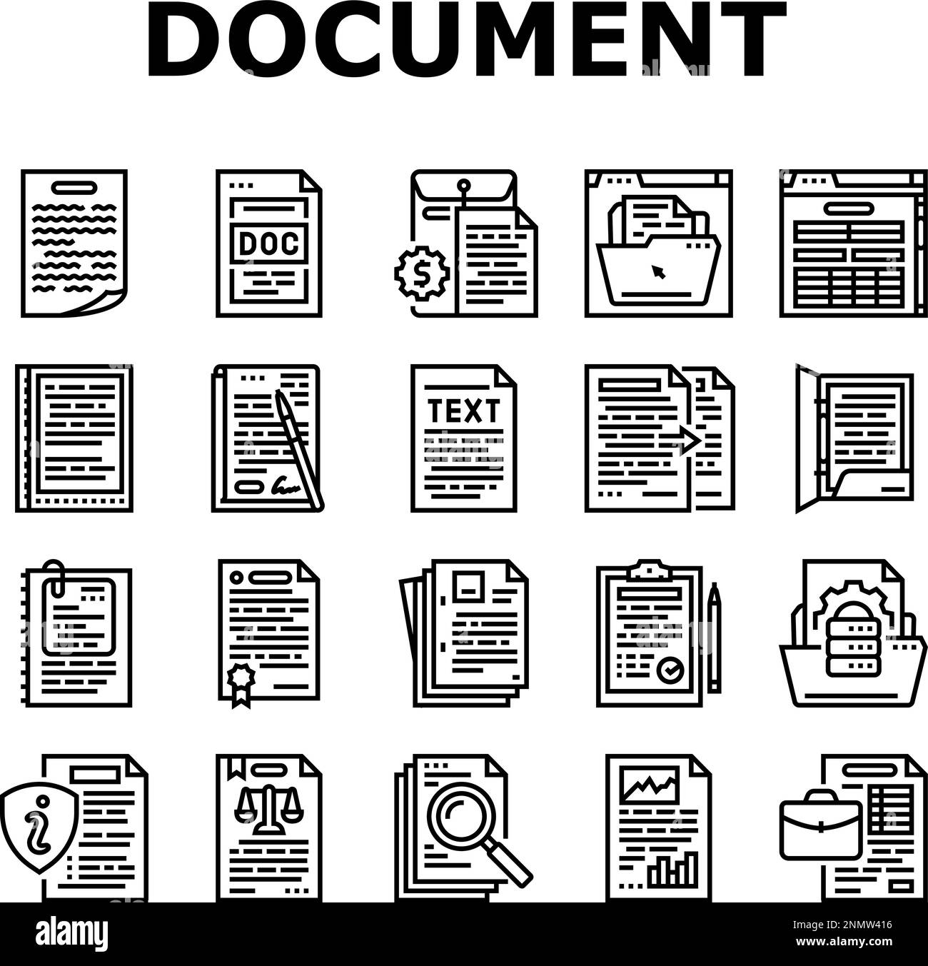 document paper file business page icons set vector Stock Vector Image ...