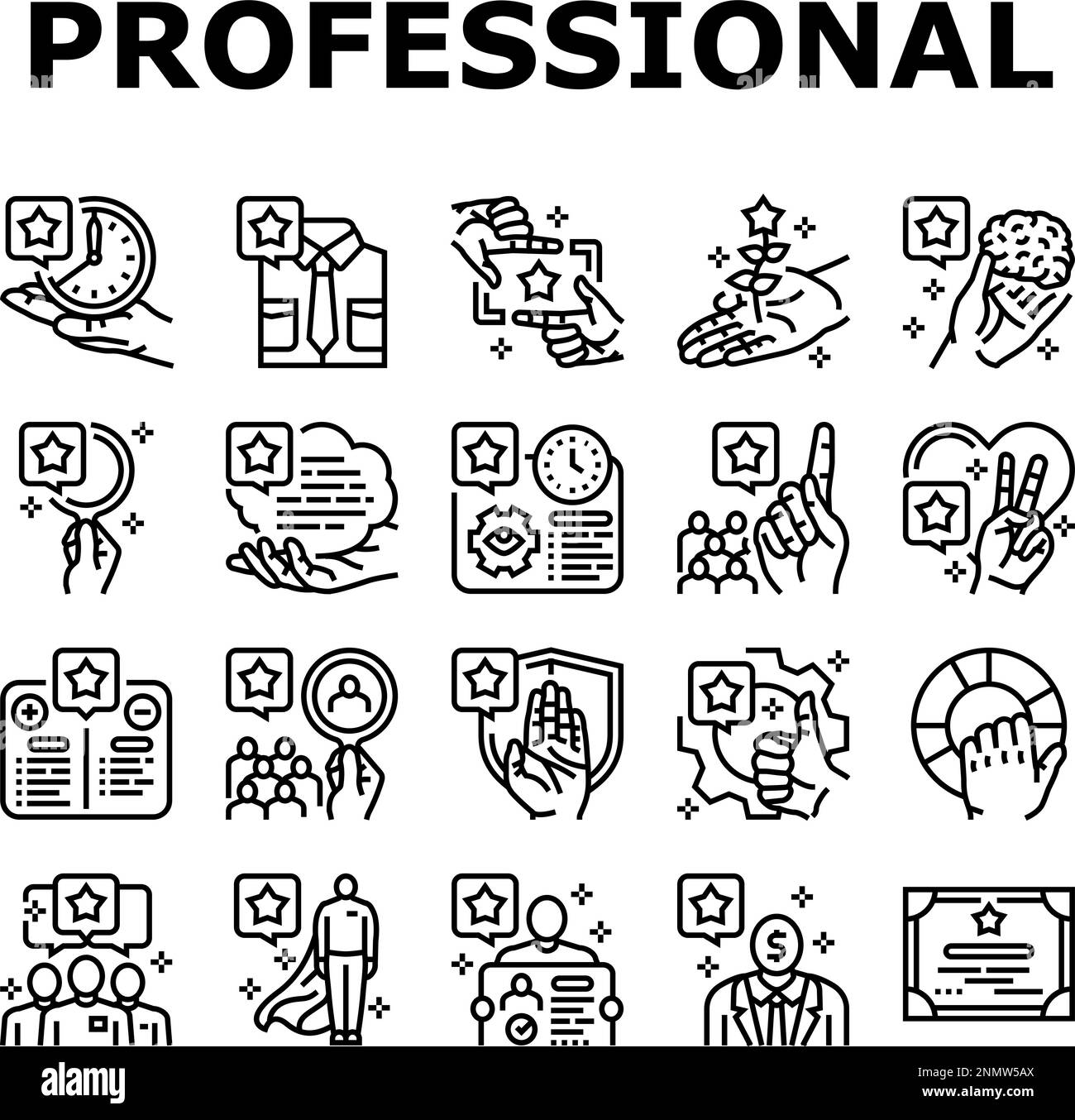 Silhouette icons people working Black and White Stock Photos & Images ...