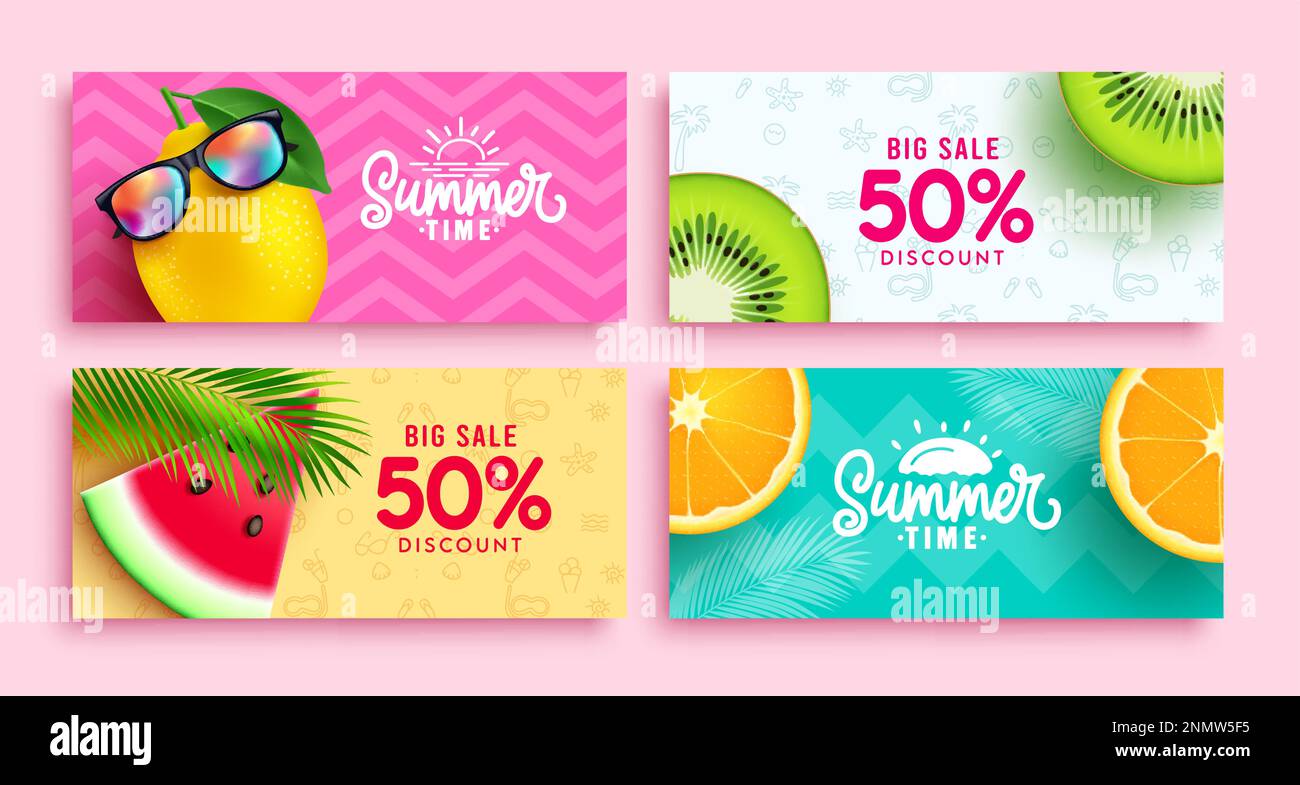 Summer sale vector banner set design. Summer sale text discount tags ...