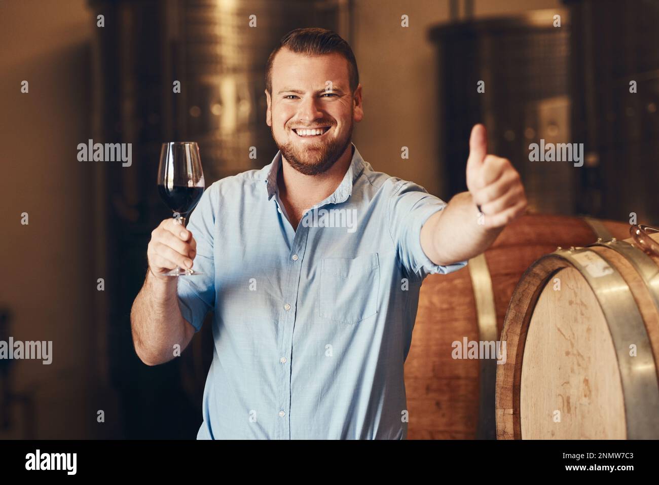 This barrel has my seal of approval. Cropped portrait of a handsome ...