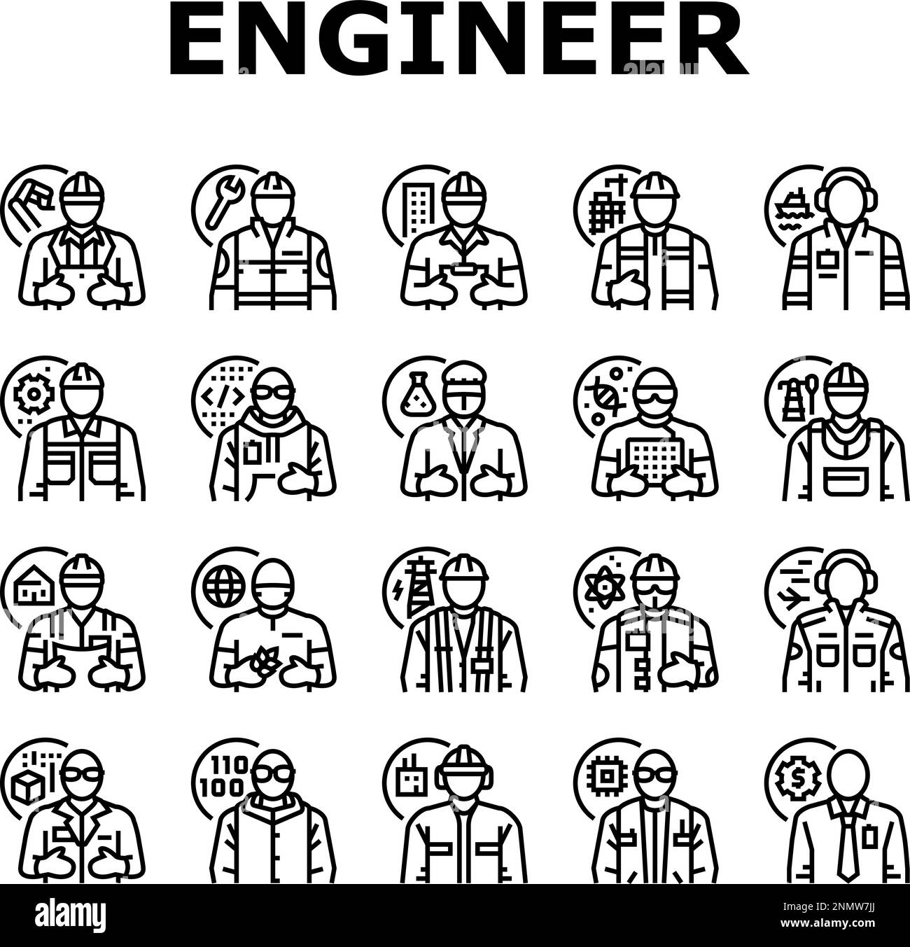engineer technology work man icons set vector Stock Vector Image & Art - Alamy