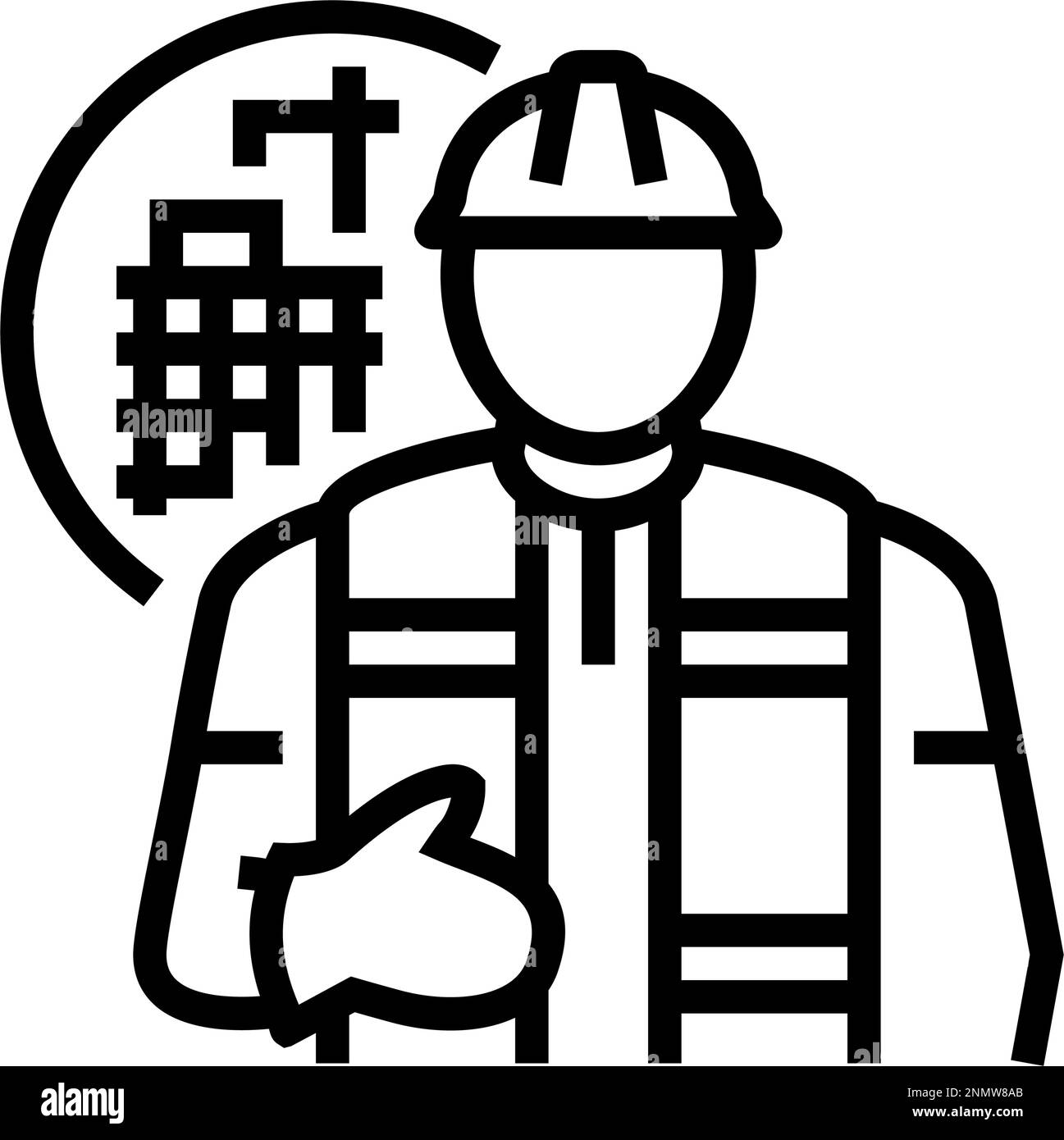 engineer construction line icon vector illustration Stock Vector Image ...