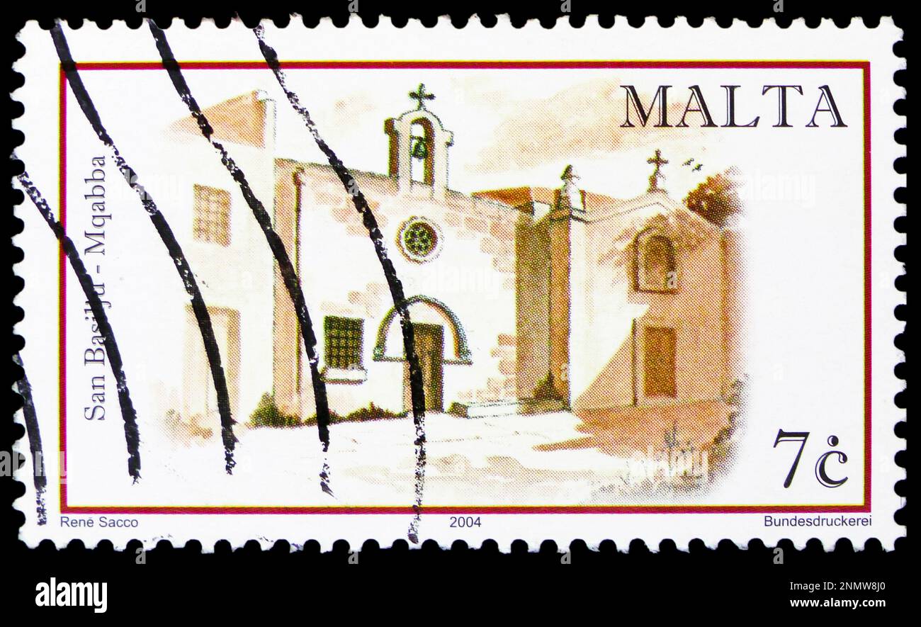 MOSCOW, RUSSIA - FEBRUARY 15, 2023: Postage stamp printed in Malta ...