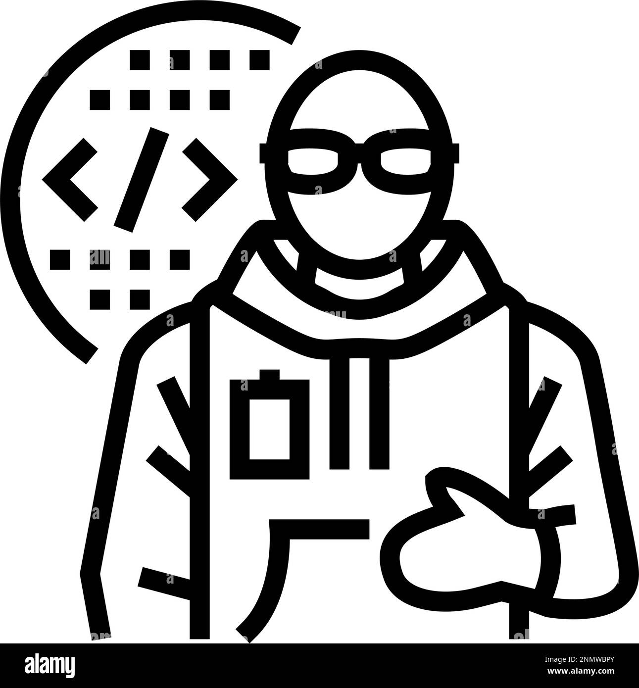 computer engineer worker line icon vector illustration Stock Vector ...
