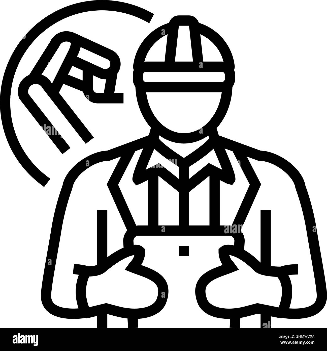 industrial engineer worker line icon vector illustration Stock Vector ...