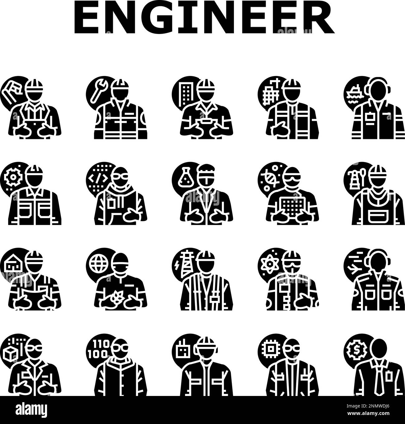 engineer technology work man icons set vector Stock Vector Image & Art - Alamy