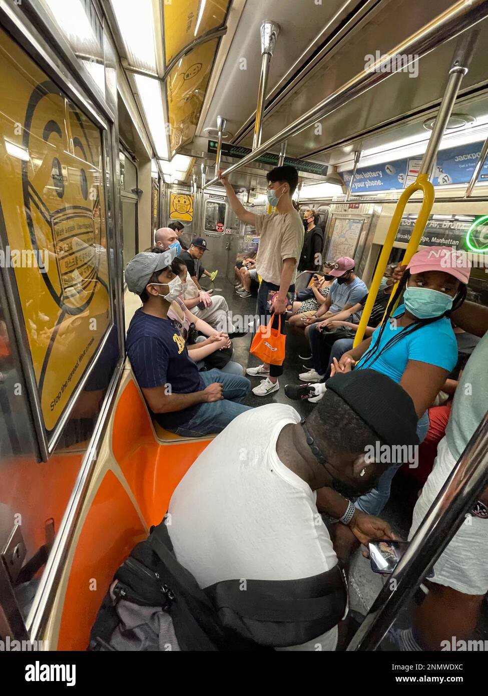 Photo by: STRF/STAR MAX/IPx 2021 8/14/21 COVID-19 posters surround ...