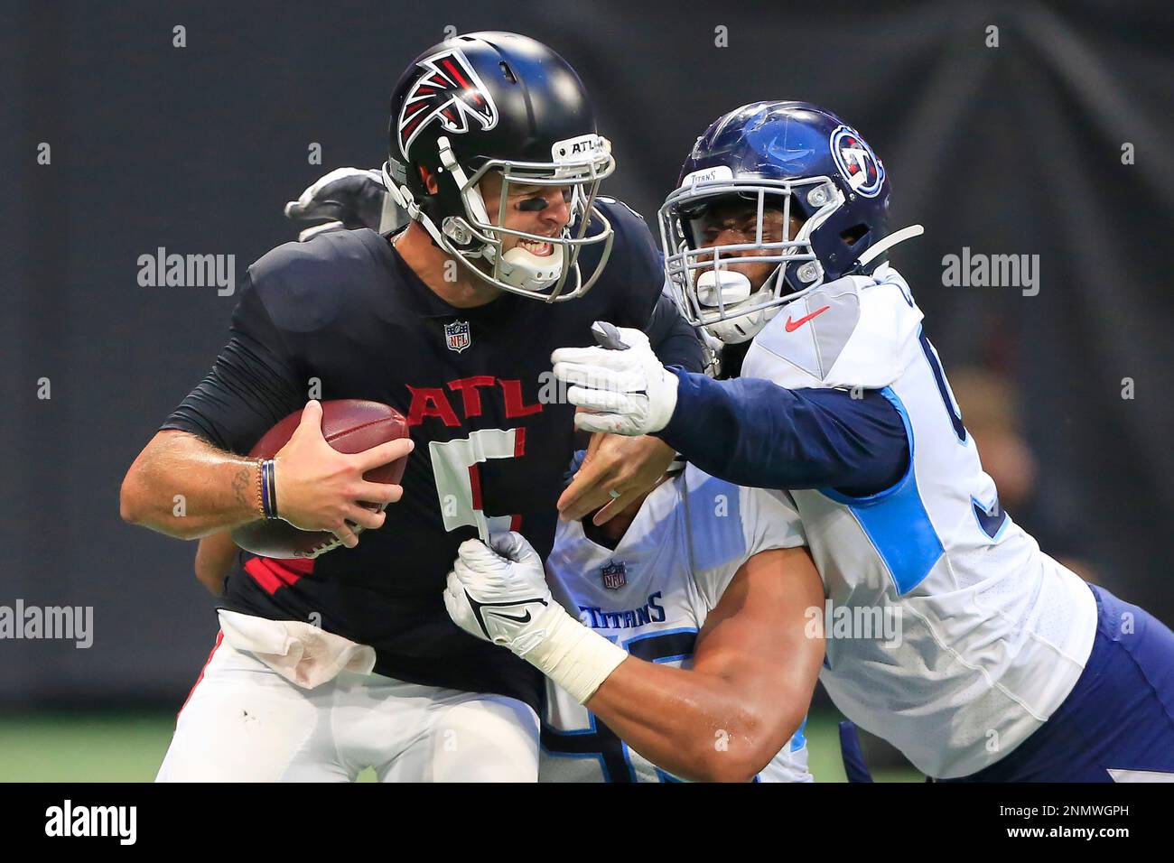 ATLANTA, GA - AUGUST 13: Quarterback AJ McCarron (5) of the Atlanta ...
