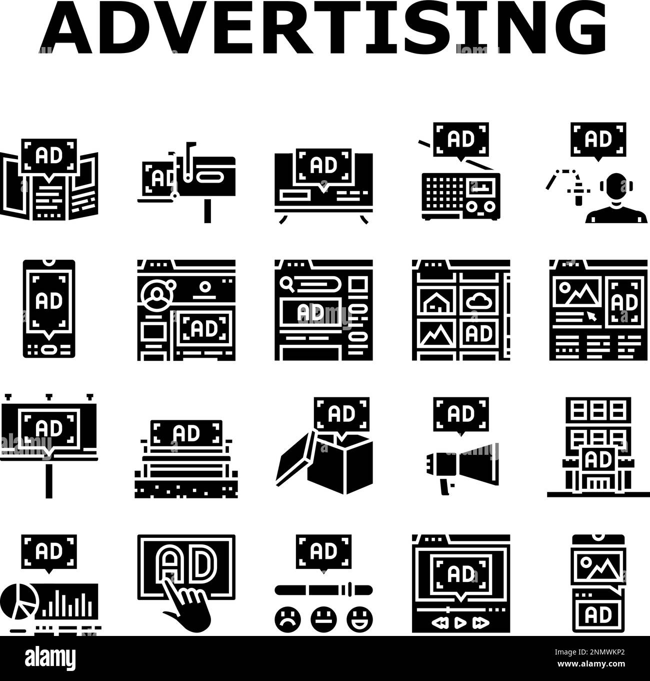advertising media business icons set vector Stock Vector Image & Art ...