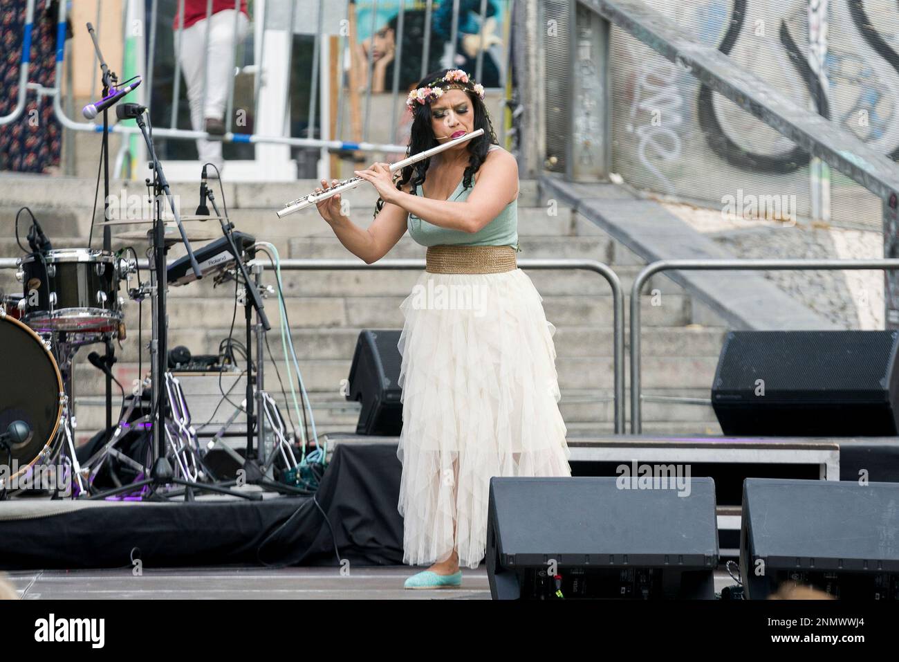 A flautist during the show 'Un manojo de zarzuela' at the San Lorenzo ...