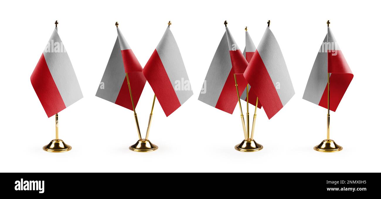 Small national flags of the Poland on a white background Stock Photo ...