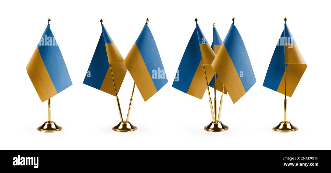 Small national flags of the Ukraine on a white background Stock Photo ...