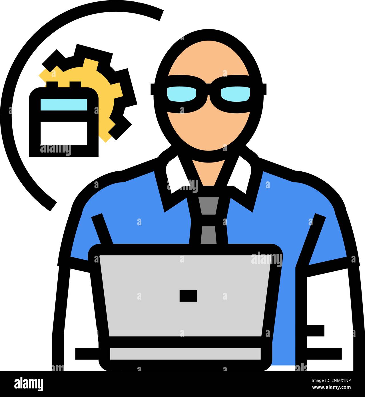 maintenance planner repair worker color icon vector illustration Stock ...