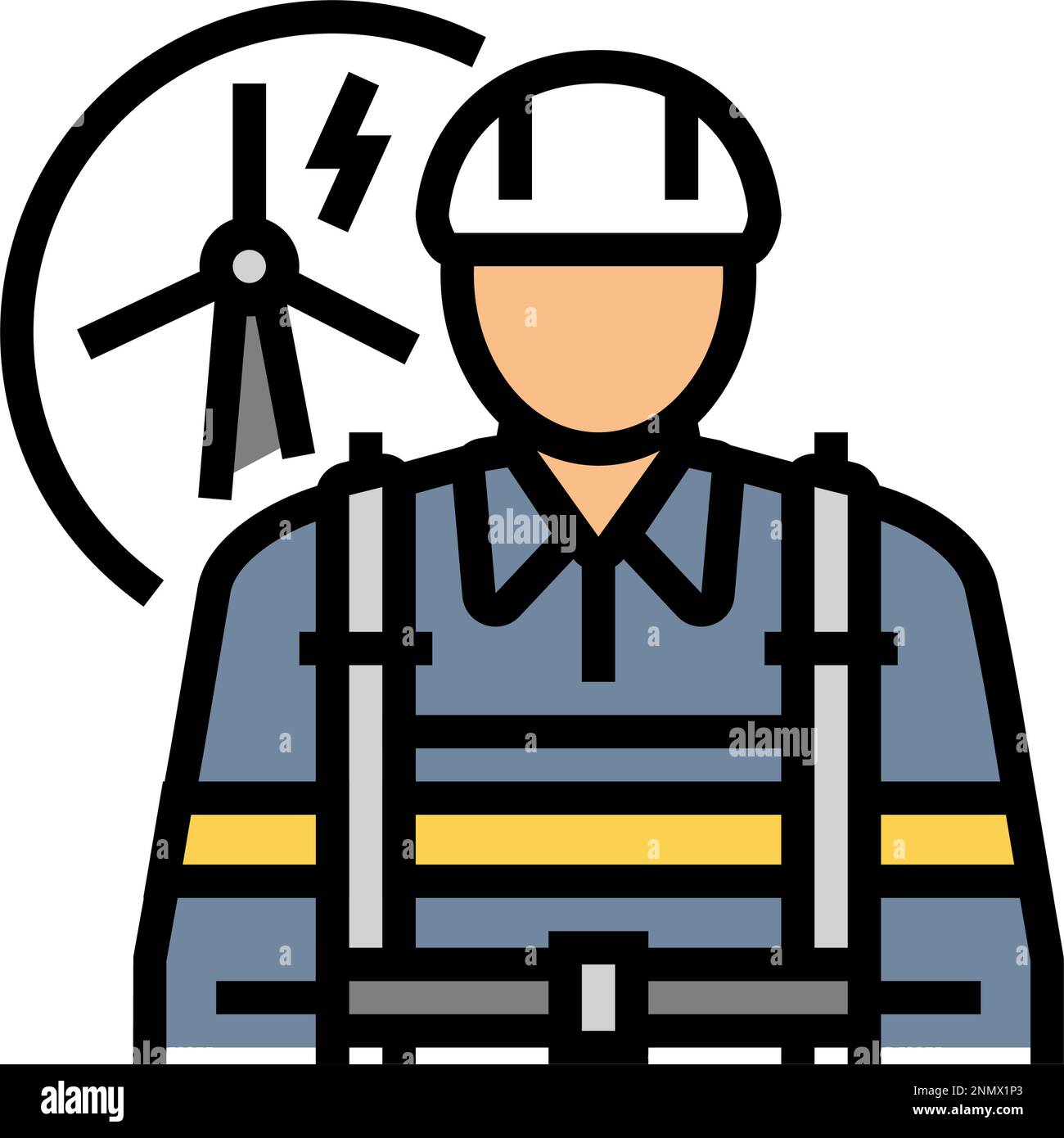 wind turbine technician repair worker color icon vector illustration ...