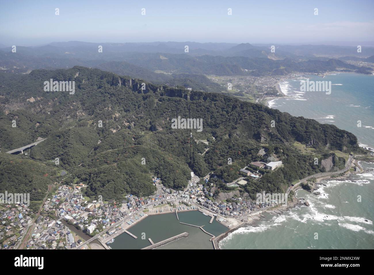An aerial photo shows Nokogiri-yama, Mount Nokogiri, which is located ...