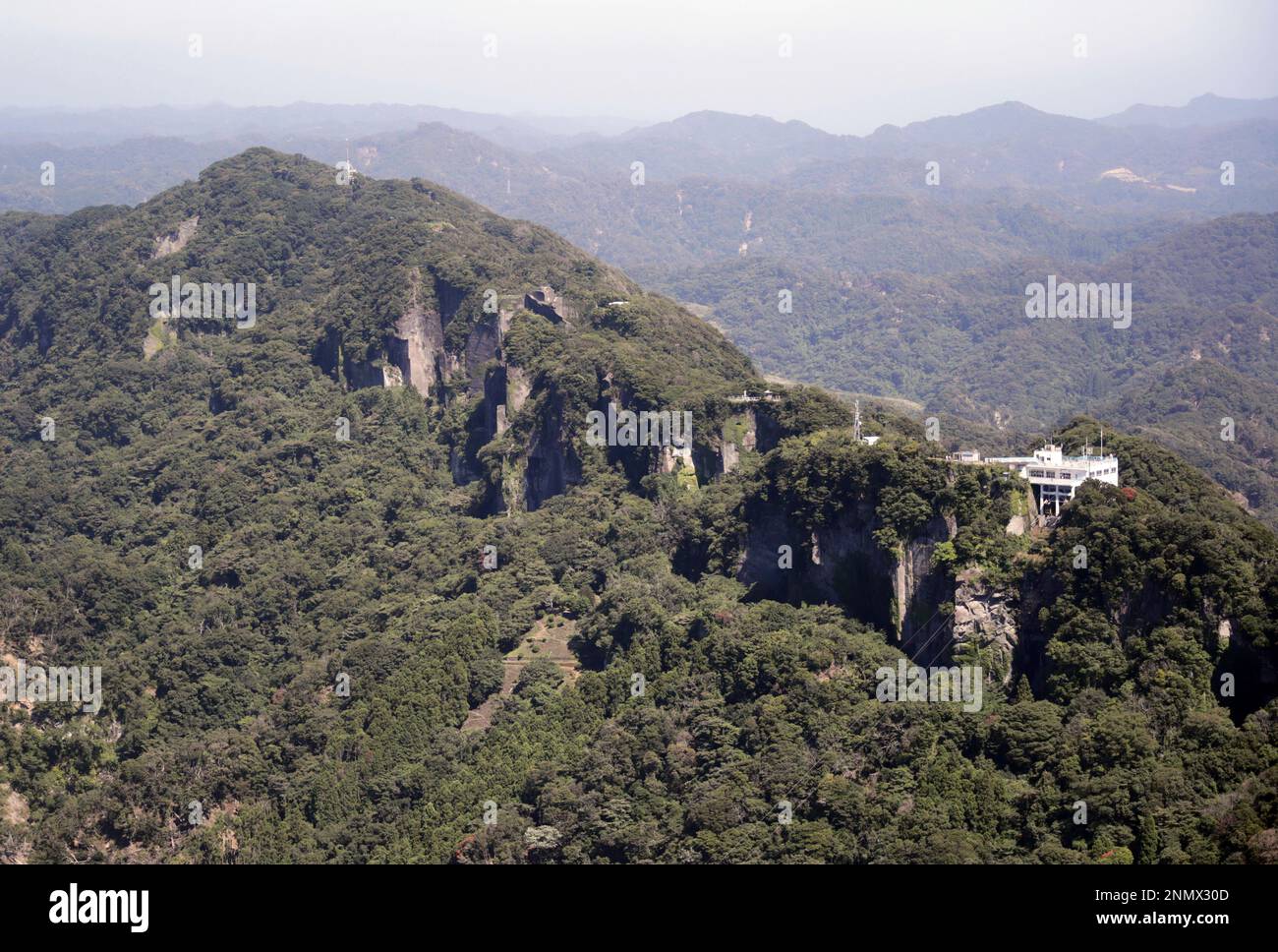 An aerial photo shows Nokogiri-yama, Mount Nokogiri, which is located ...