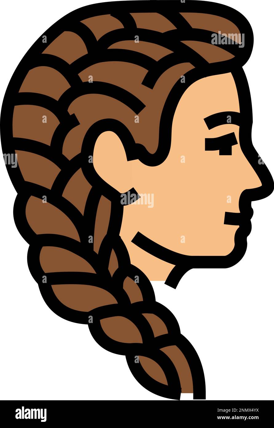 french braid hairstyle female color icon vector illustration Stock ...