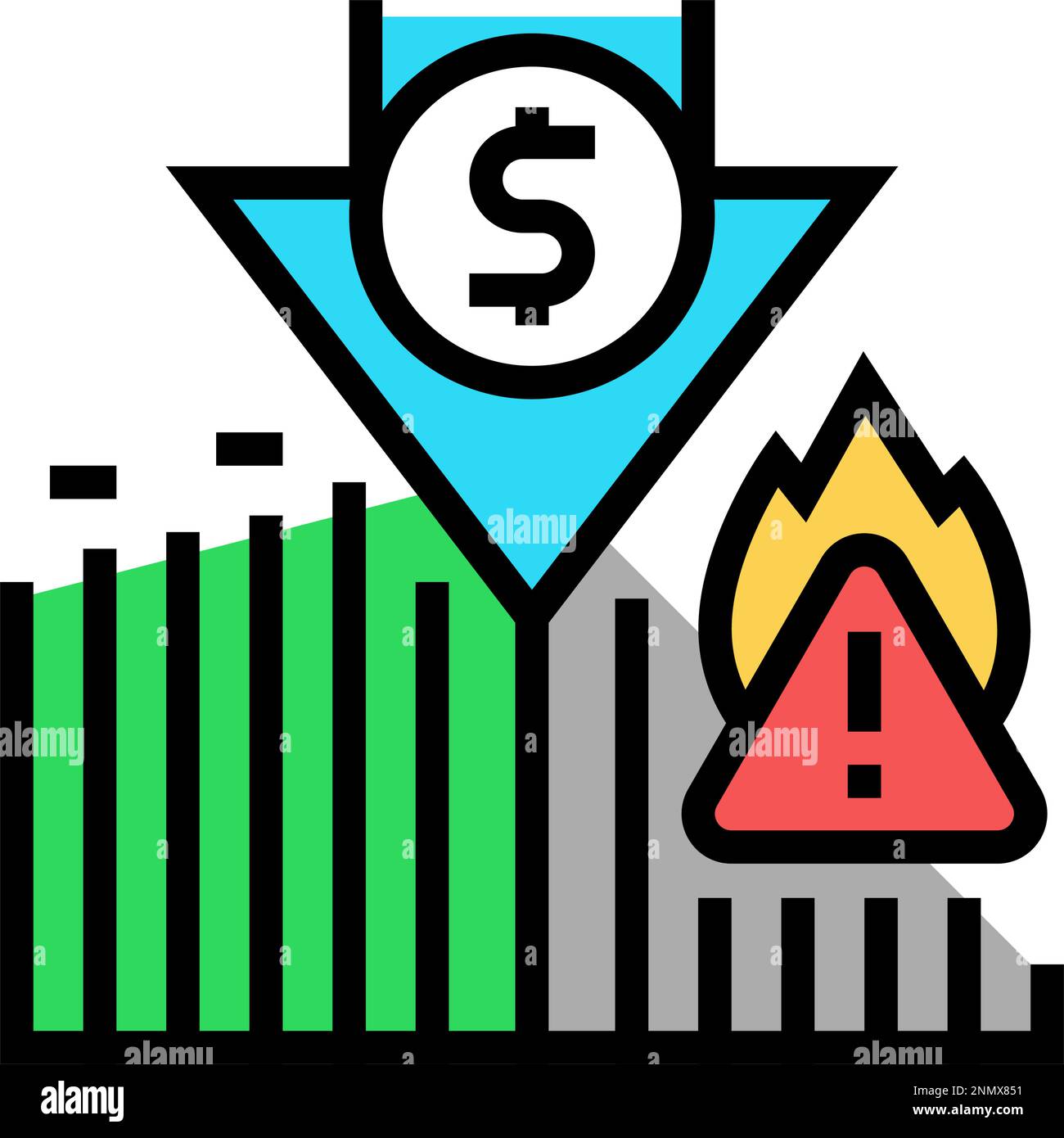 sudden change market trends financial crisis color icon vector ...