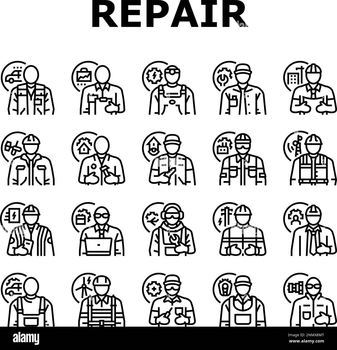 repair worker engineer man icons set vector Stock Vector Image & Art - Alamy