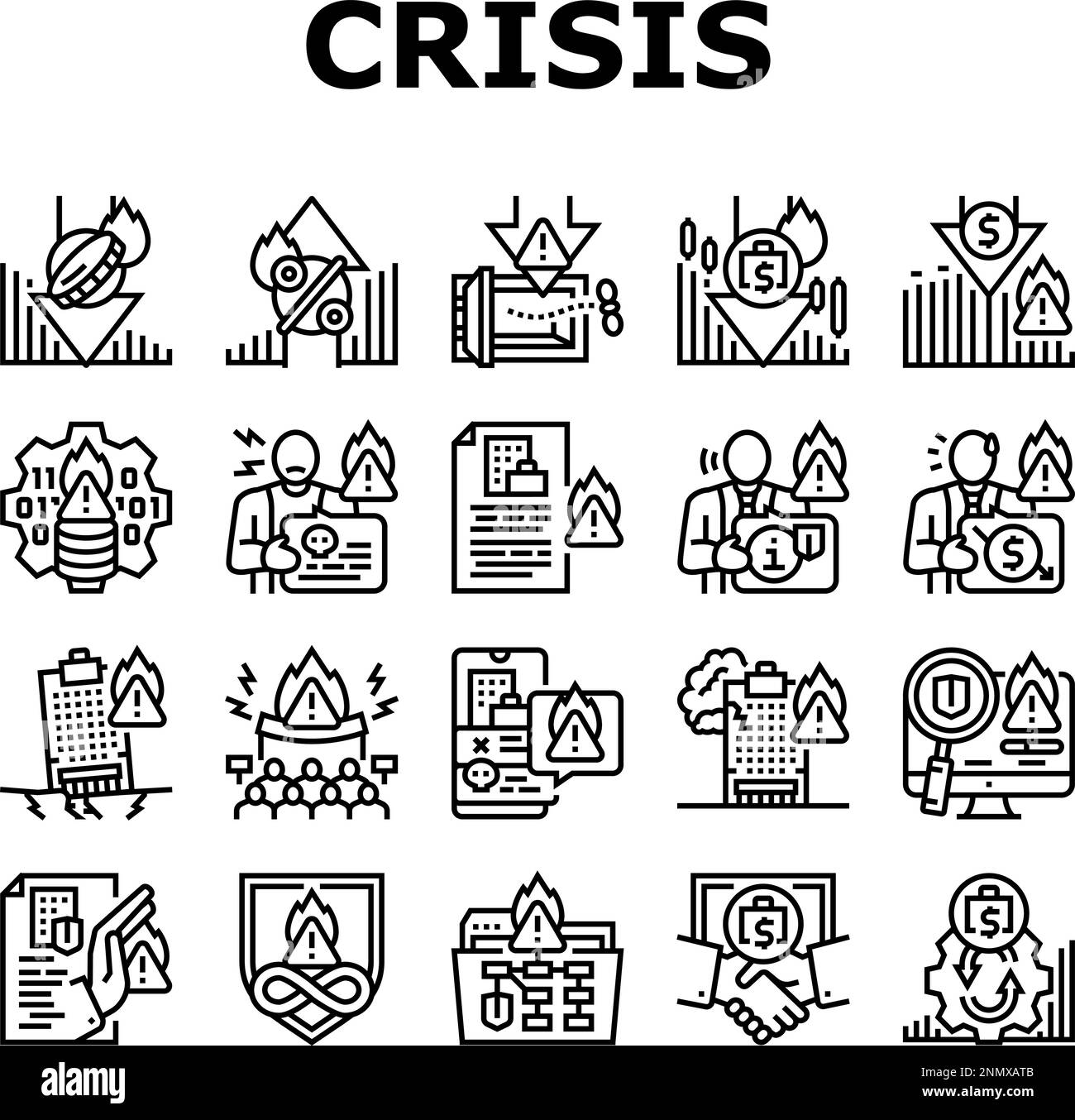 crisis management risk strategy icons set vector Stock Vector Image ...