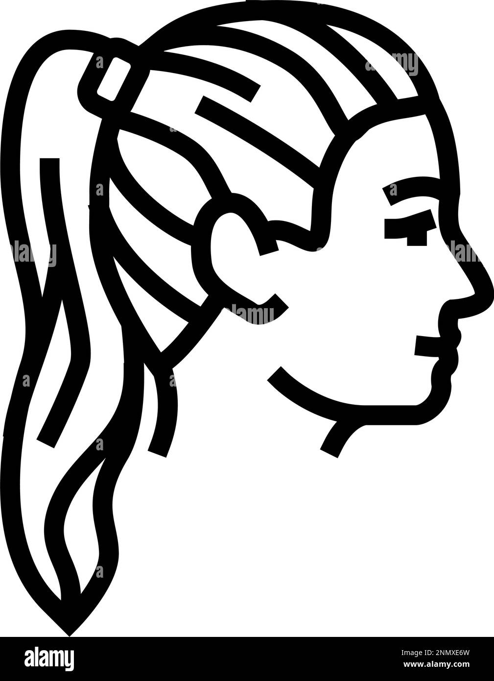 ponytail hairstyle female line icon vector illustration Stock Vector ...