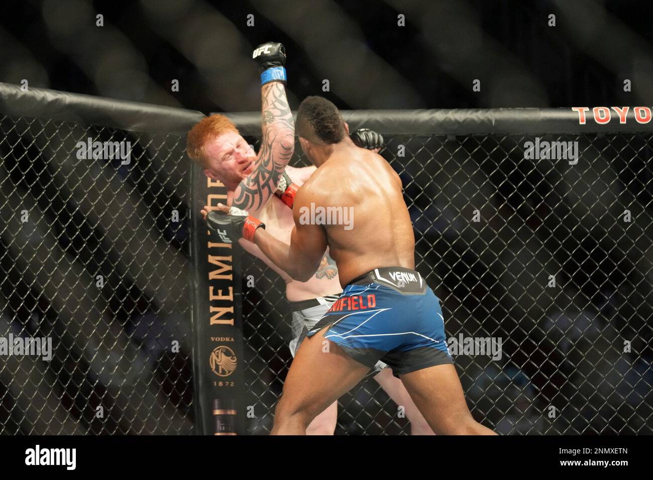 HOUSTON, TX - AUGUST 07: (L-R) Ed Herman punches Alonzo Menifield in ...