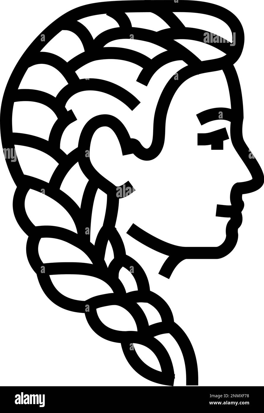 french braid hairstyle female line icon vector illustration Stock ...
