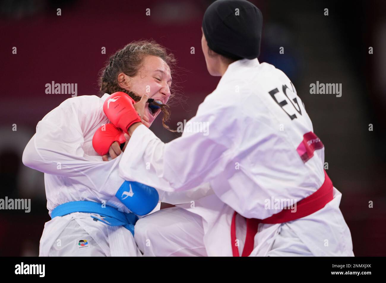 Egypt's ABDELAZIZ Feryal (red) and Kazakhstan's BERULTSEVA Sofya ...