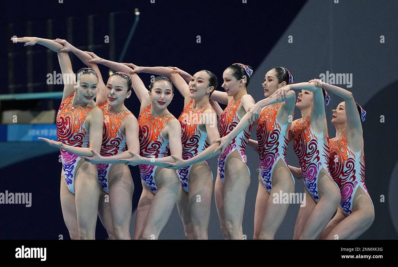 China's team athletes perform in the Artistic Swimming Free Routine ...