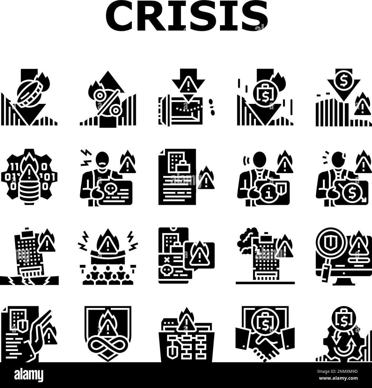 crisis management risk strategy icons set vector Stock Vector Image ...