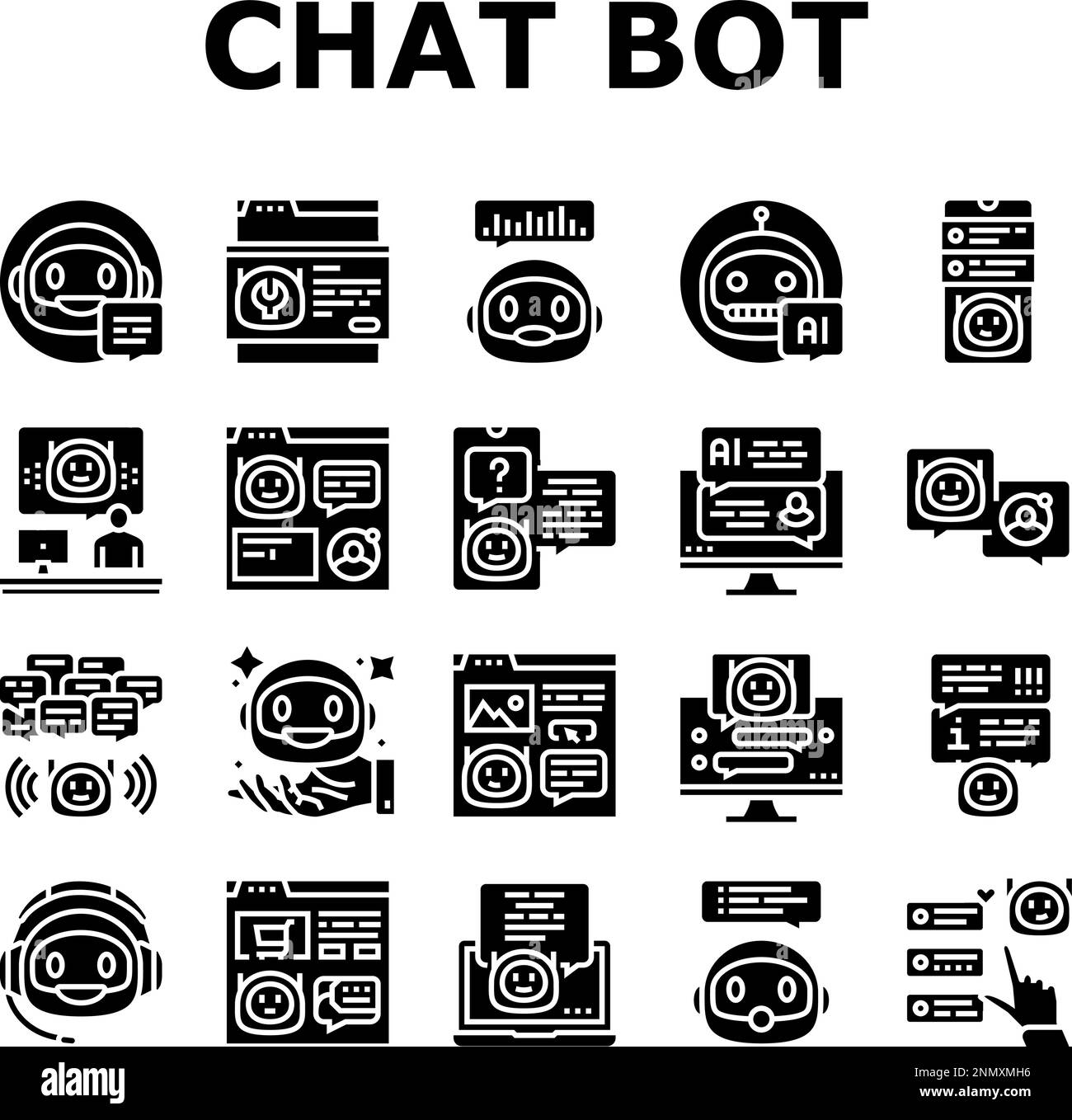 chat bot robot service online icons set vector Stock Vector Image & Art ...