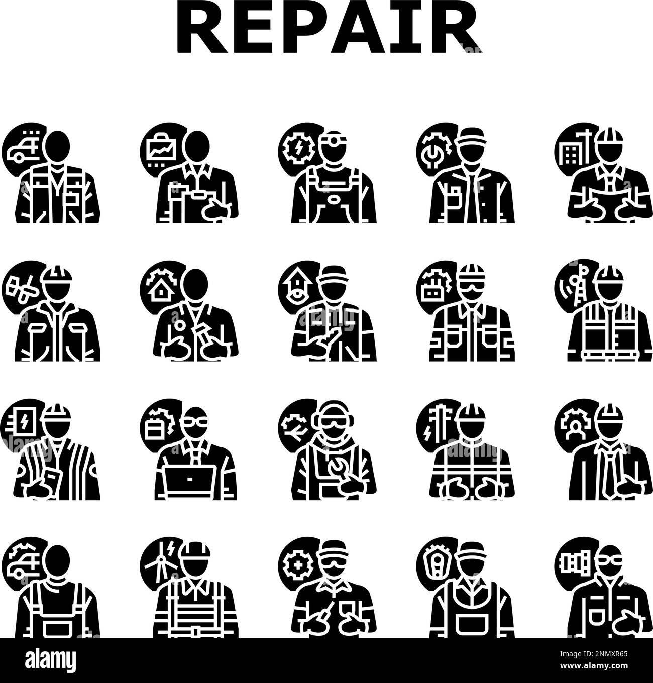 repair worker engineer man icons set vector Stock Vector Image & Art - Alamy