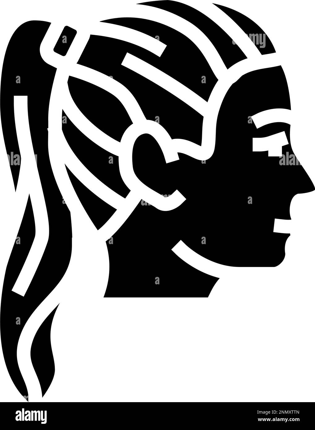 ponytail hairstyle female glyph icon vector illustration Stock Vector ...