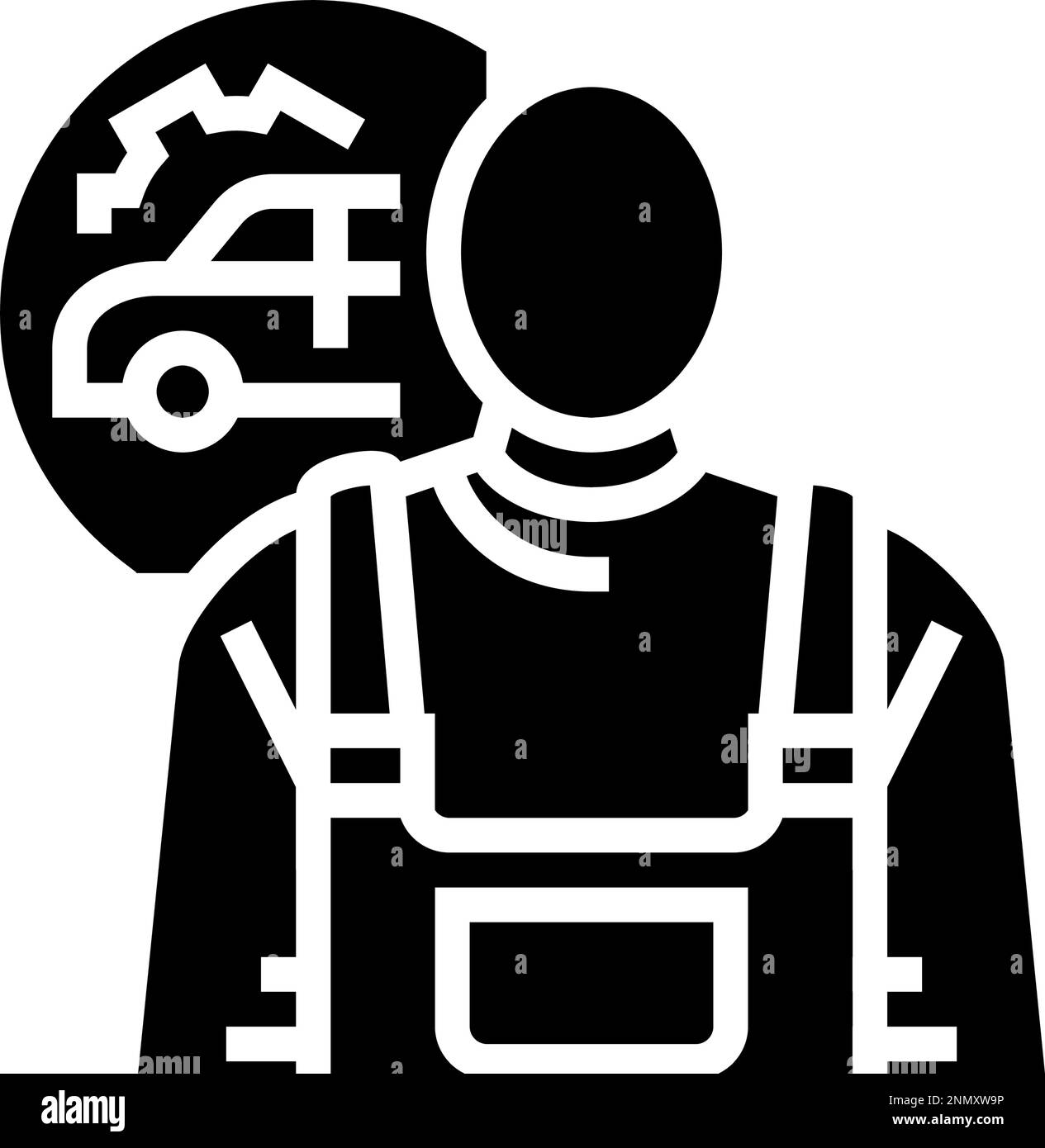 fleet maintenance manager repair worker glyph icon vector illustration ...
