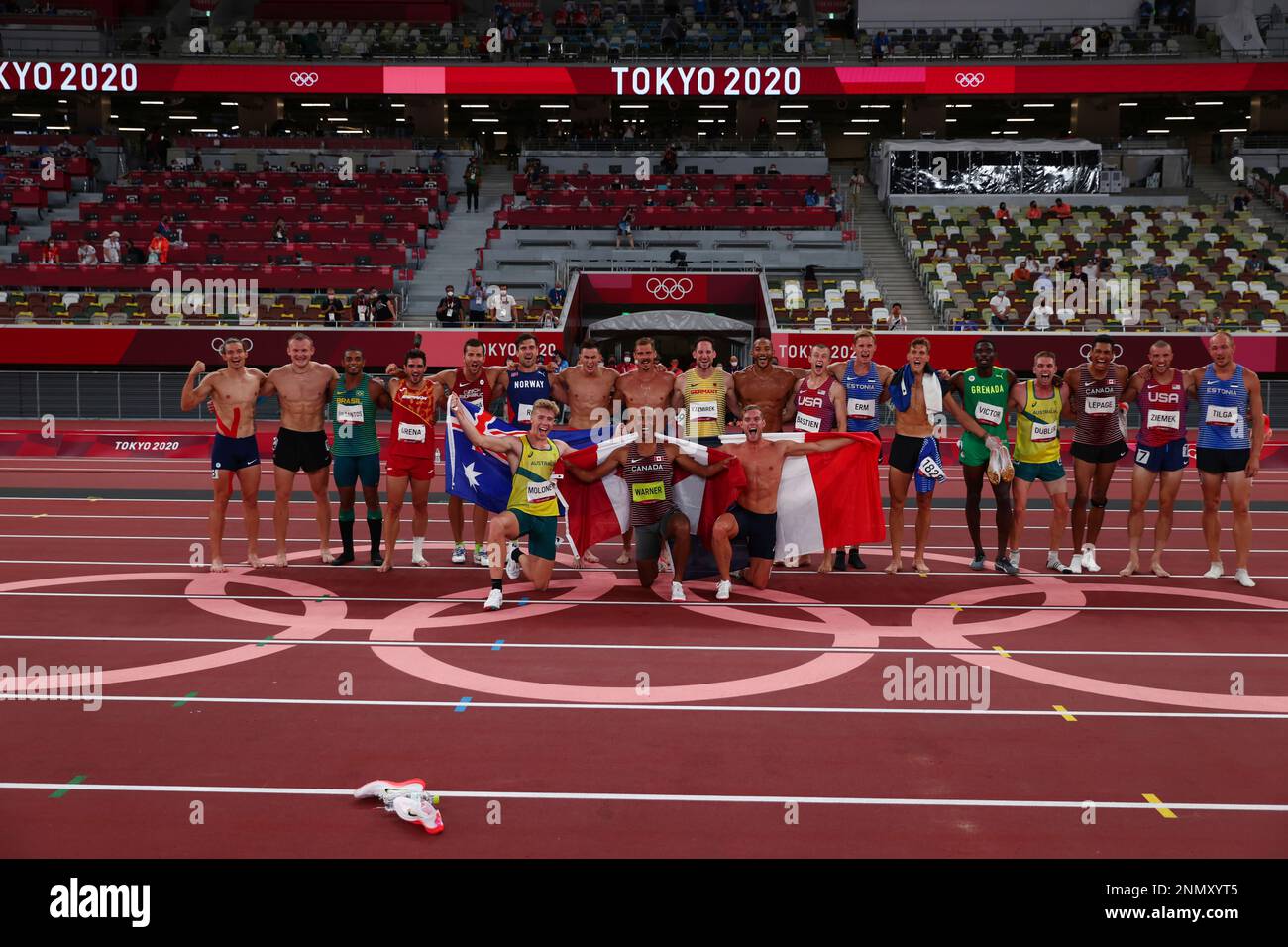 The athletes from the men's decathlon pose for a photo on the Olympic ...