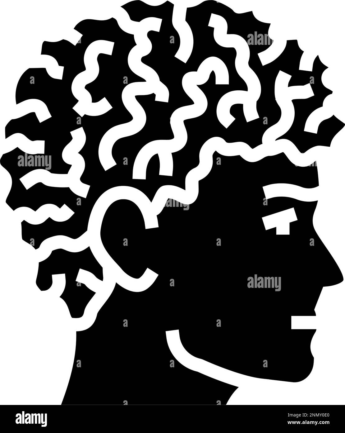 curly male hairstyle male glyph icon vector illustration Stock Vector ...
