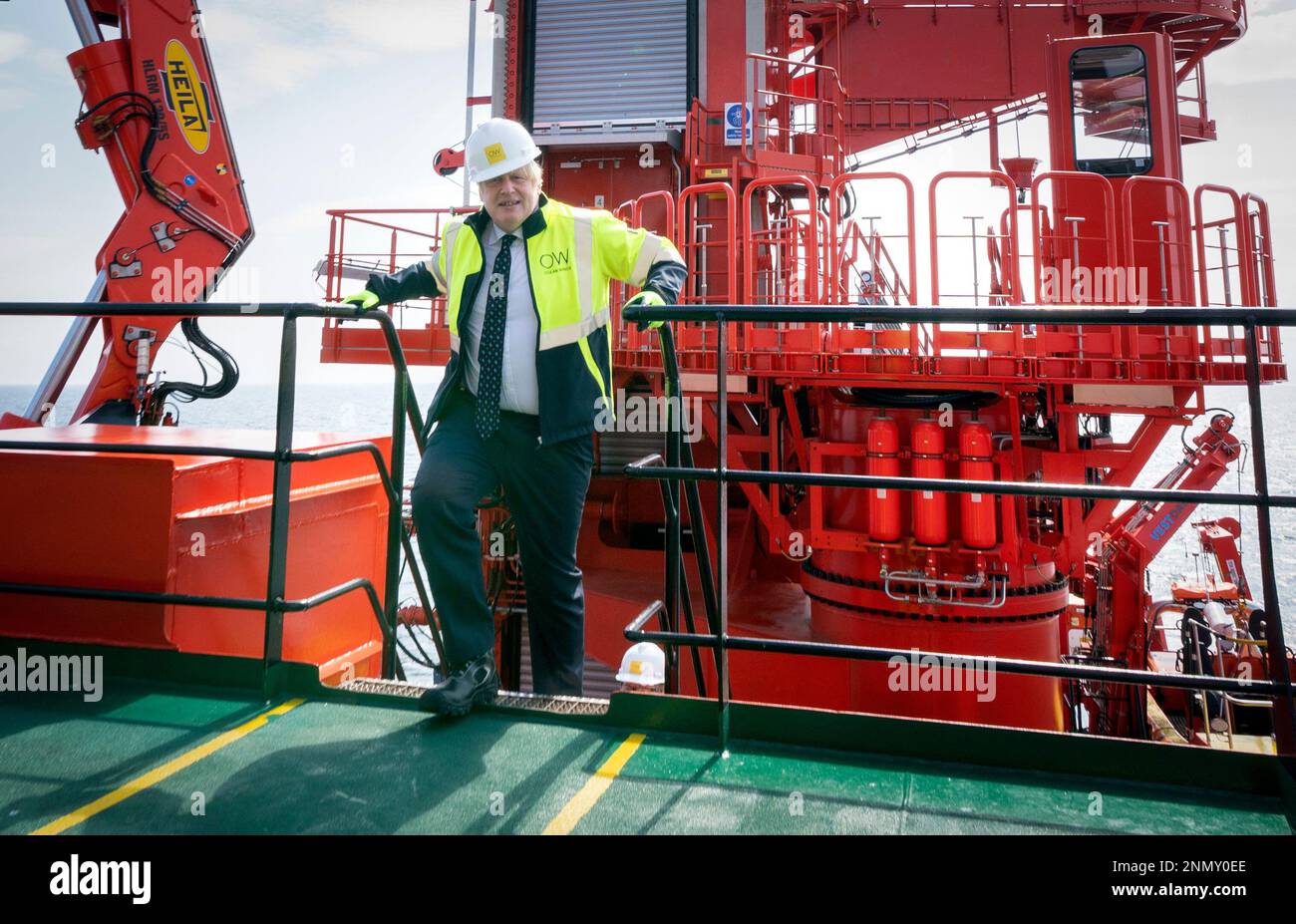 Britain's Prime Minister Boris Johnson onboard the Esvagt Alba during a ...