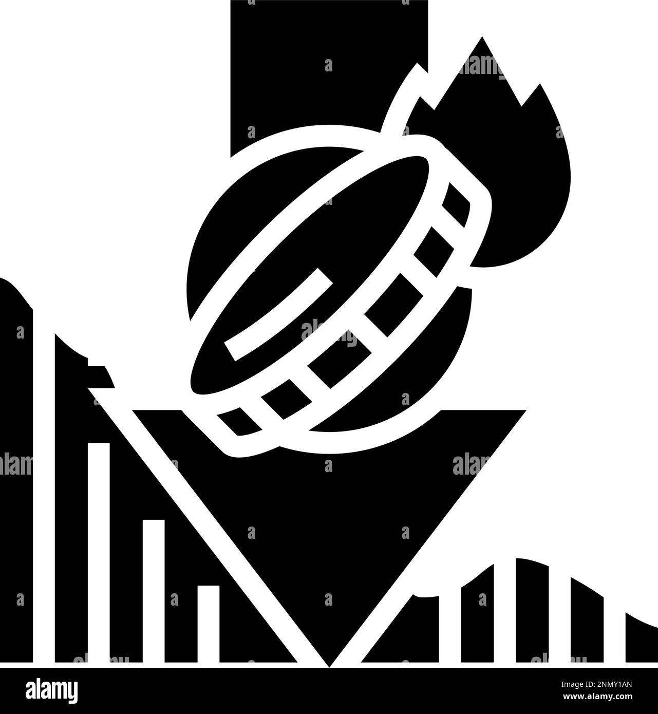 loss of revenue financial crisis glyph icon vector illustration Stock ...