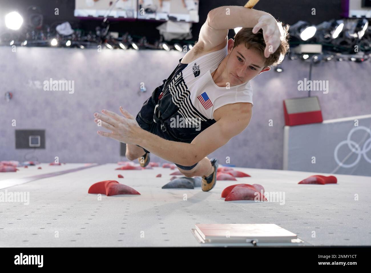 Colin Duffy, of the United States, competes during the speed portion of ...