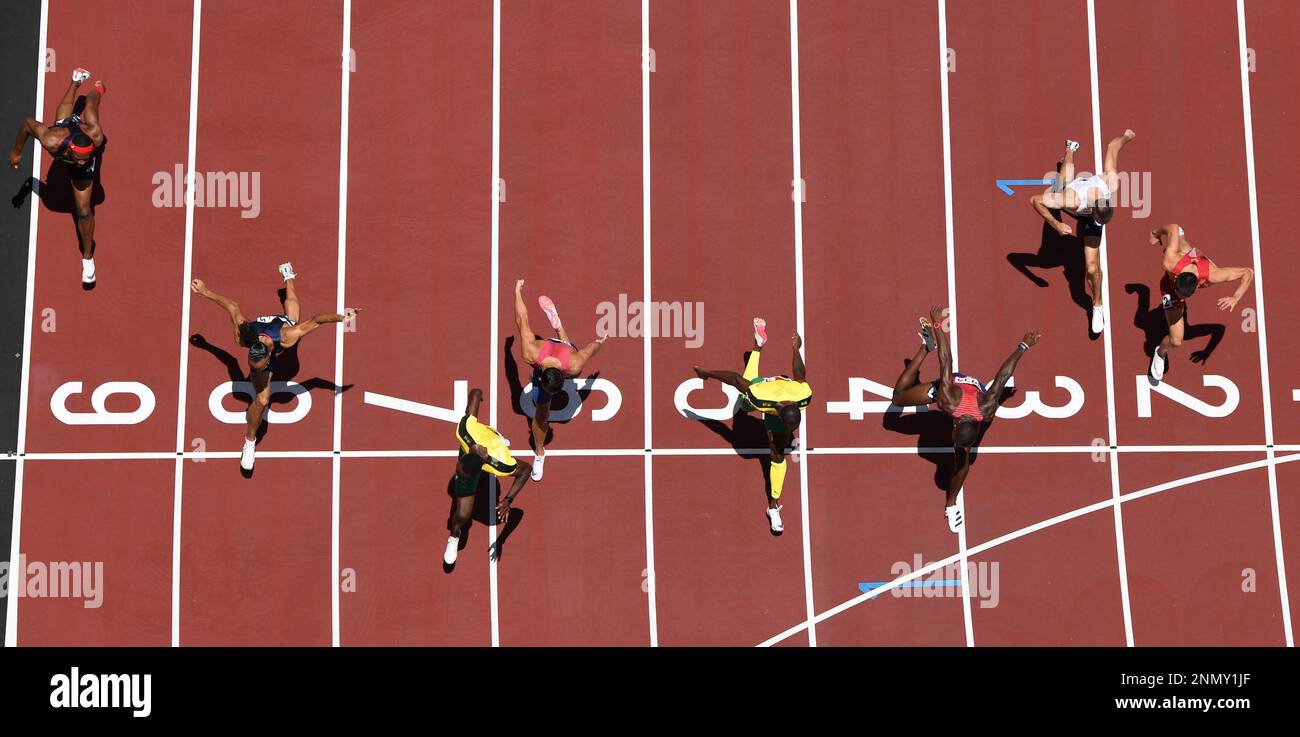 PARCHMENT Hansle ( 2nd from L, 7 lane ) of Jamaica competes during the ...