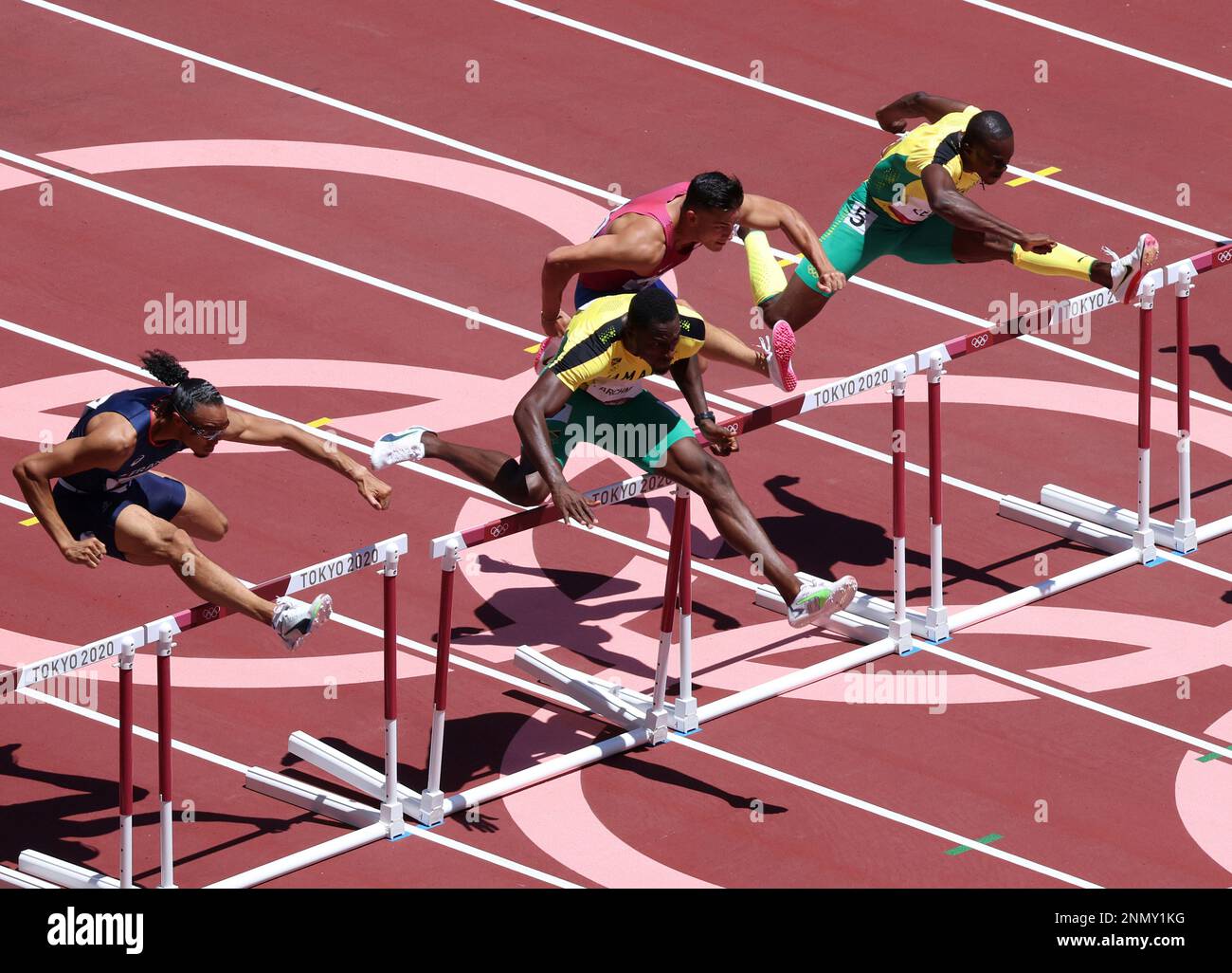 PARCHMENT Hansle ( 2nd from L, 7 lane ) of Jamaica competes during the ...