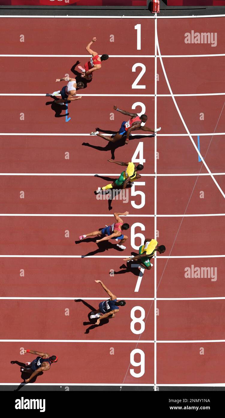 PARCHMENT Hansle ( 2nd from bottom, 7 lane ) of Jamaica crosses the ...