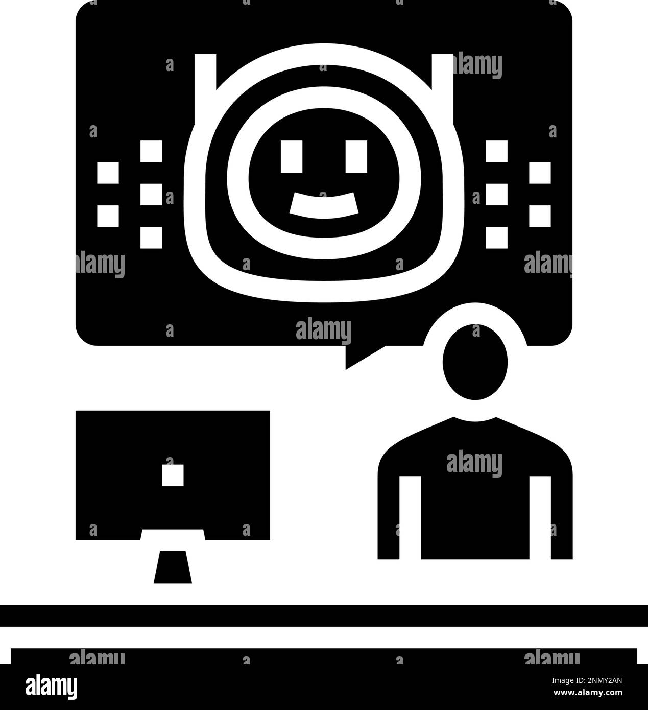 virtual chat bot glyph icon vector illustration Stock Vector Image & Art - Alamy