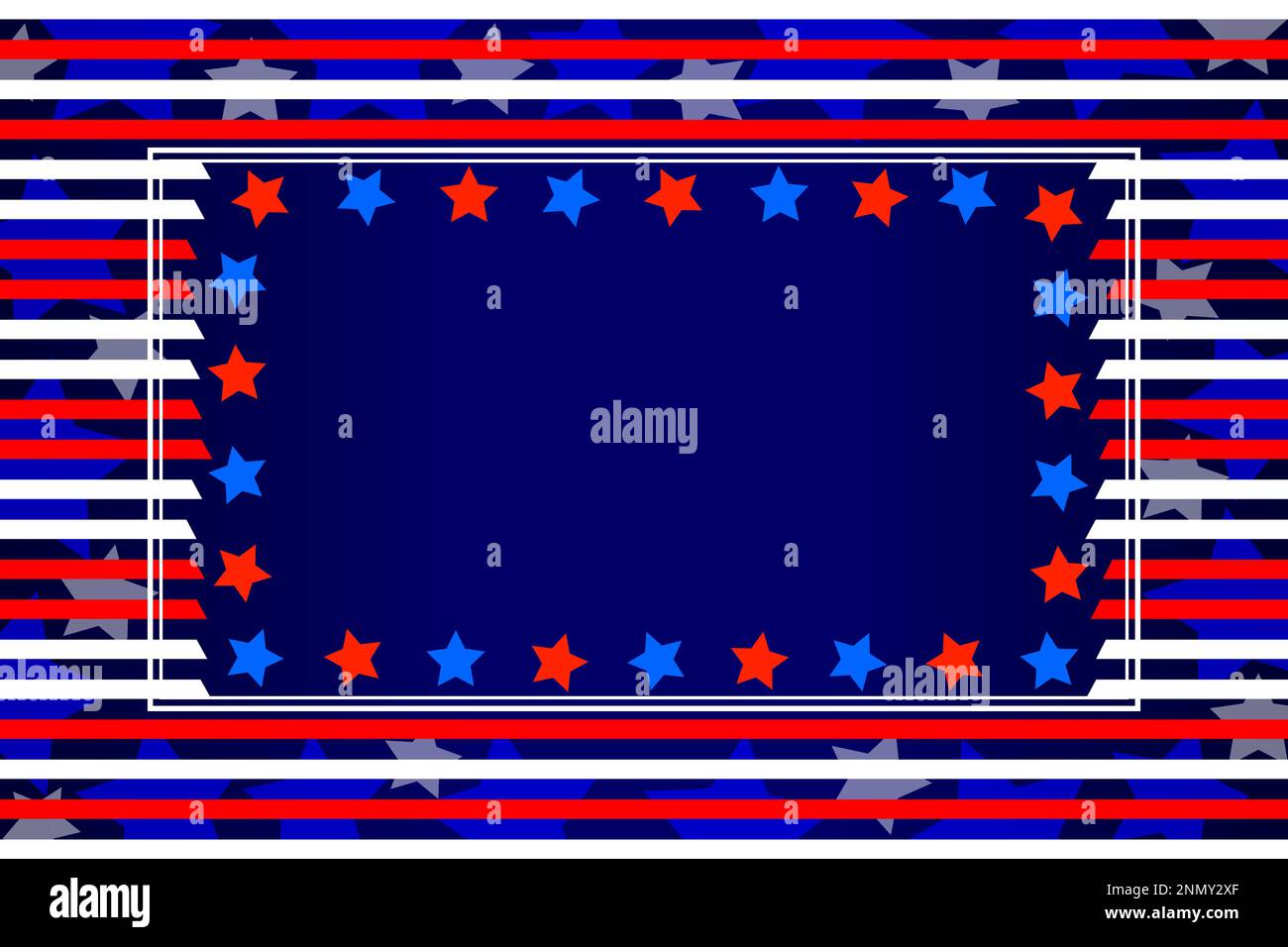 American flag symbols stars and stripes patriotic border frame on blue ...