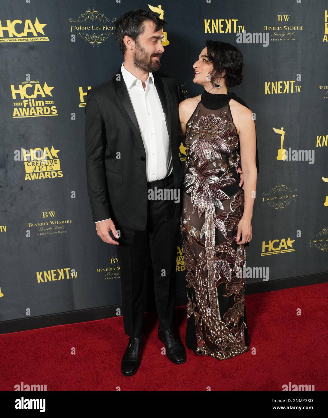 (L-R) Ben Shattuck and Jenny Slate at the 2023 HCA Film Awards held at ...